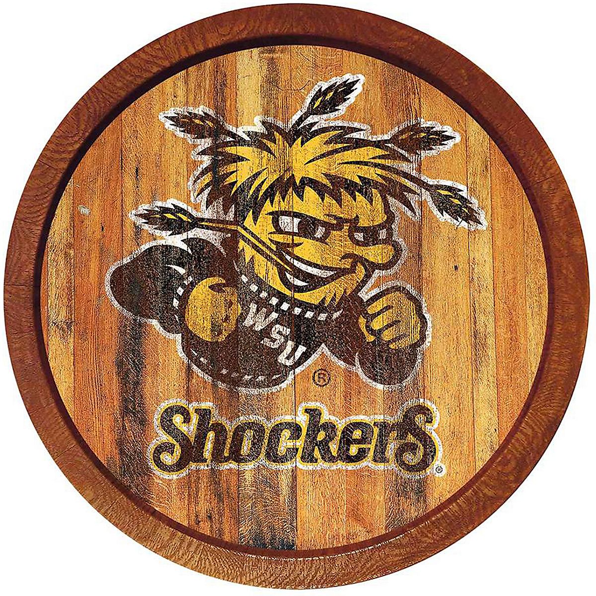 The Fan-Brand Wichita State University Weathered Faux Barrel Top Sign ...