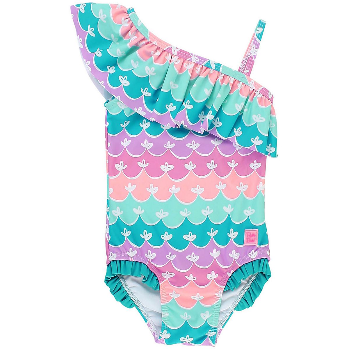RuffleButts Toddler Girls' Mermaid One Shoulder Ruffle One Piece ...