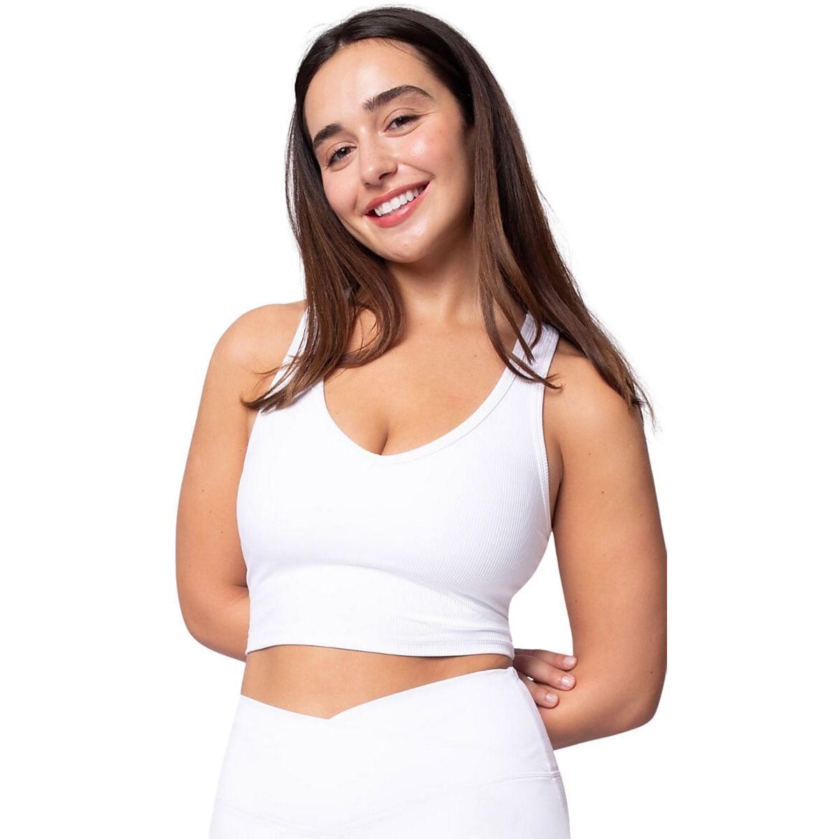 90 Degree by Reflex Women's Vortex Ribbed Crossfire Cropped Racerback ...