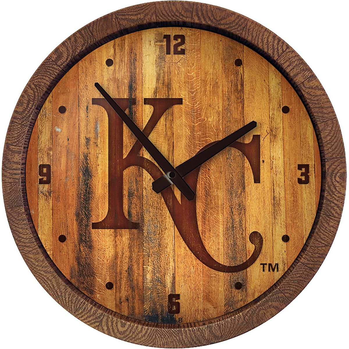 The Fan-Brand Kansas City Royals Branded Faux Barrel Top Wall Clock ...