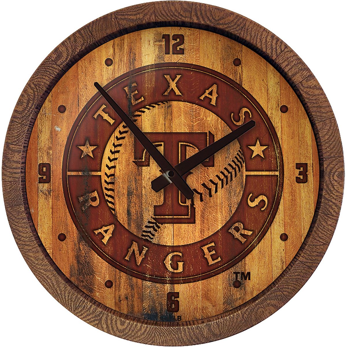 The Fan-Brand Texas Rangers Branded Faux Barrel Top Wall Clock | Academy