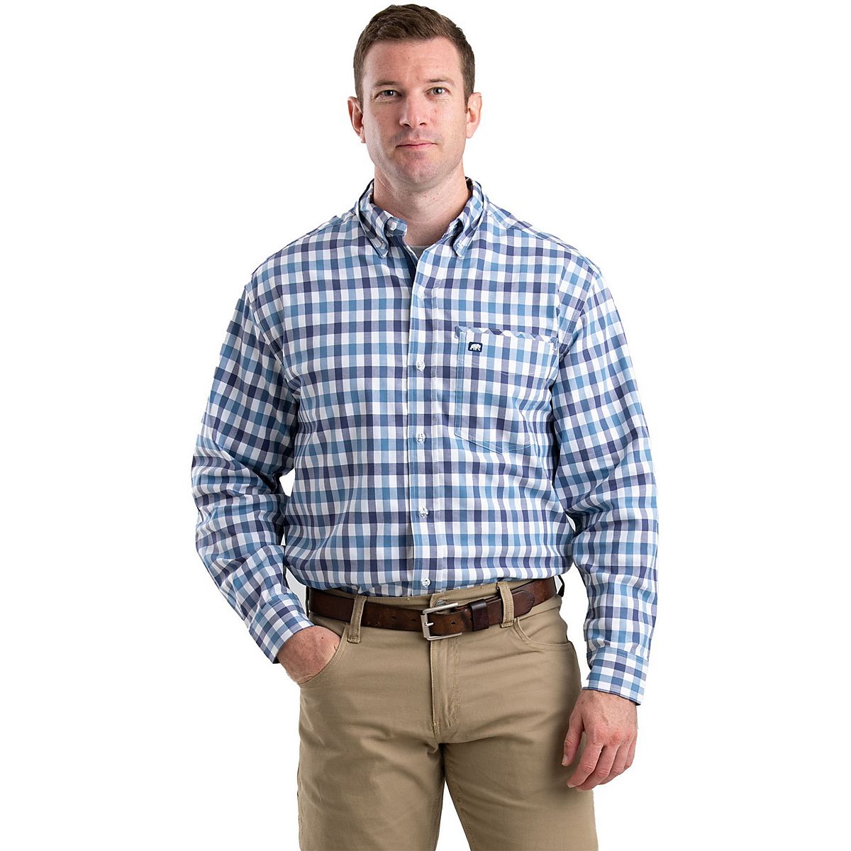 Berne Men's Foreman Flex Plaid Long Sleeve Button Down Shirt | Academy