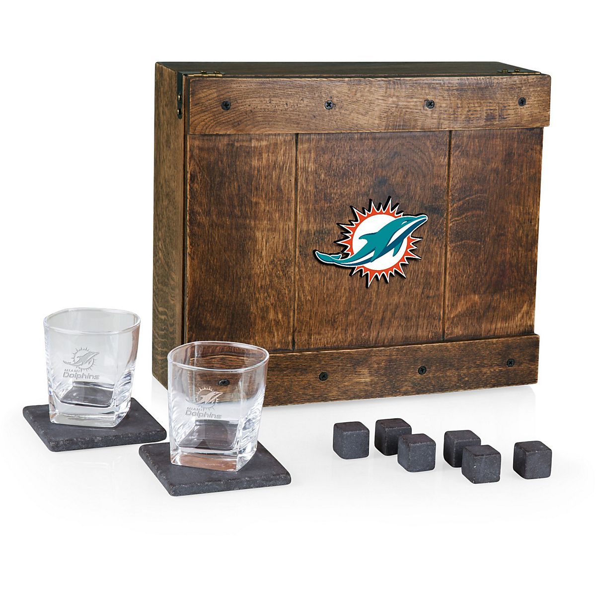Picnic Time Miami Dolphins Whiskey Box Gift Set | Academy