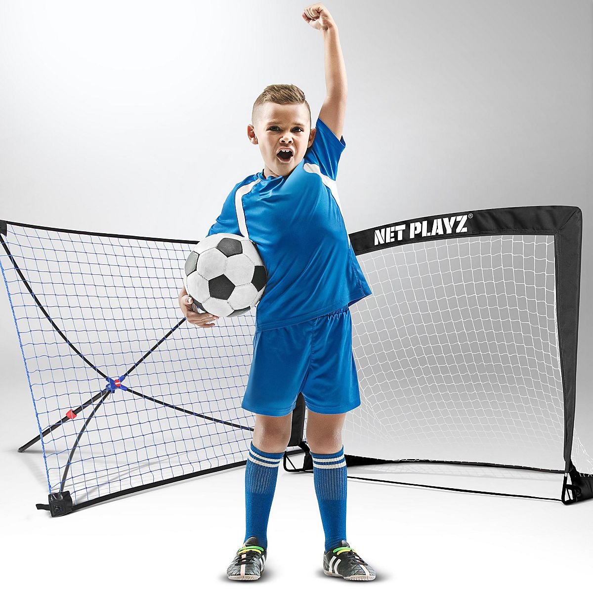 NetPlayz 4 ft x 3 ft Soccer Goal and Rebounder Net Set | Academy