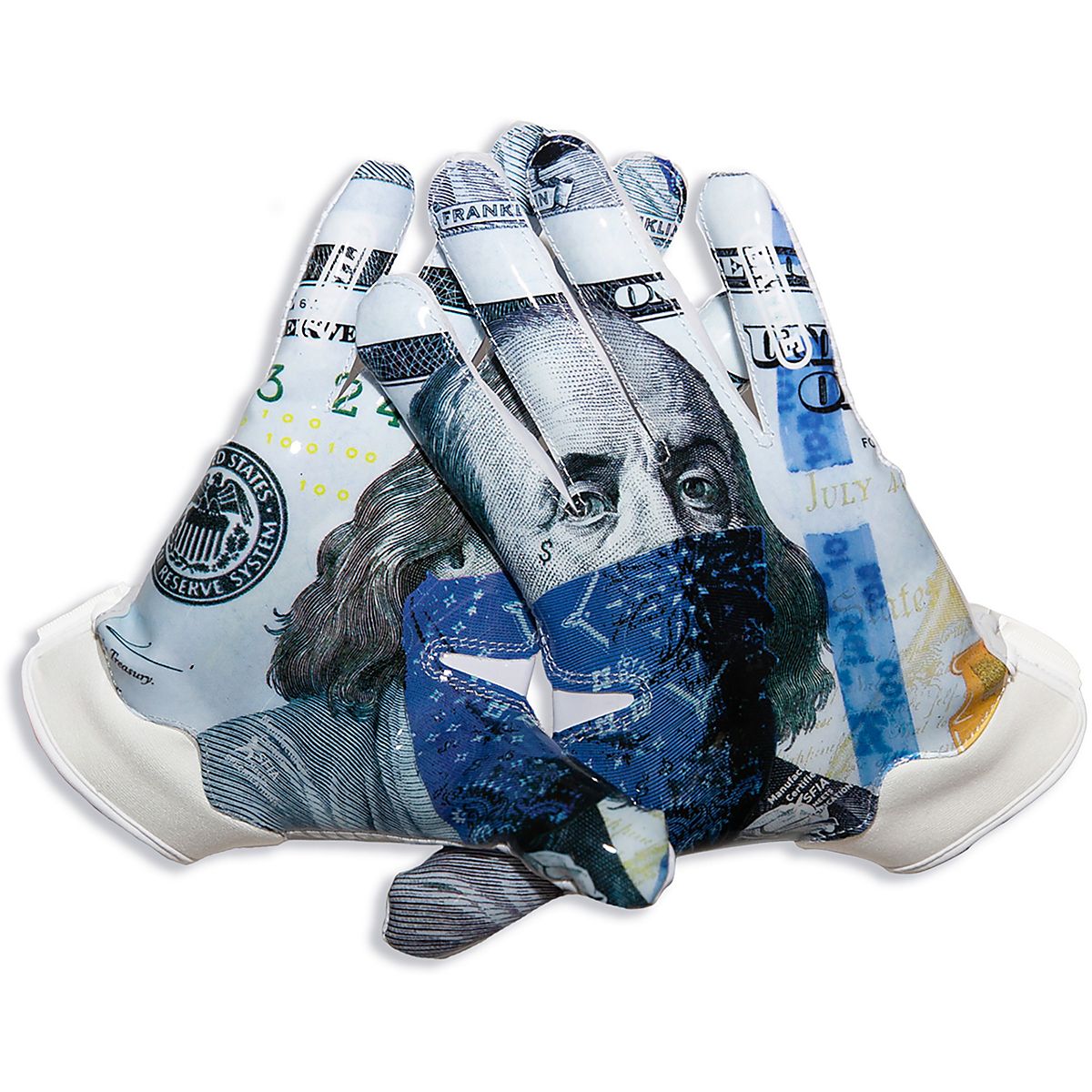Battle Adults' Doom Receivers Blue Strips Benjamin Receiver Gloves ...