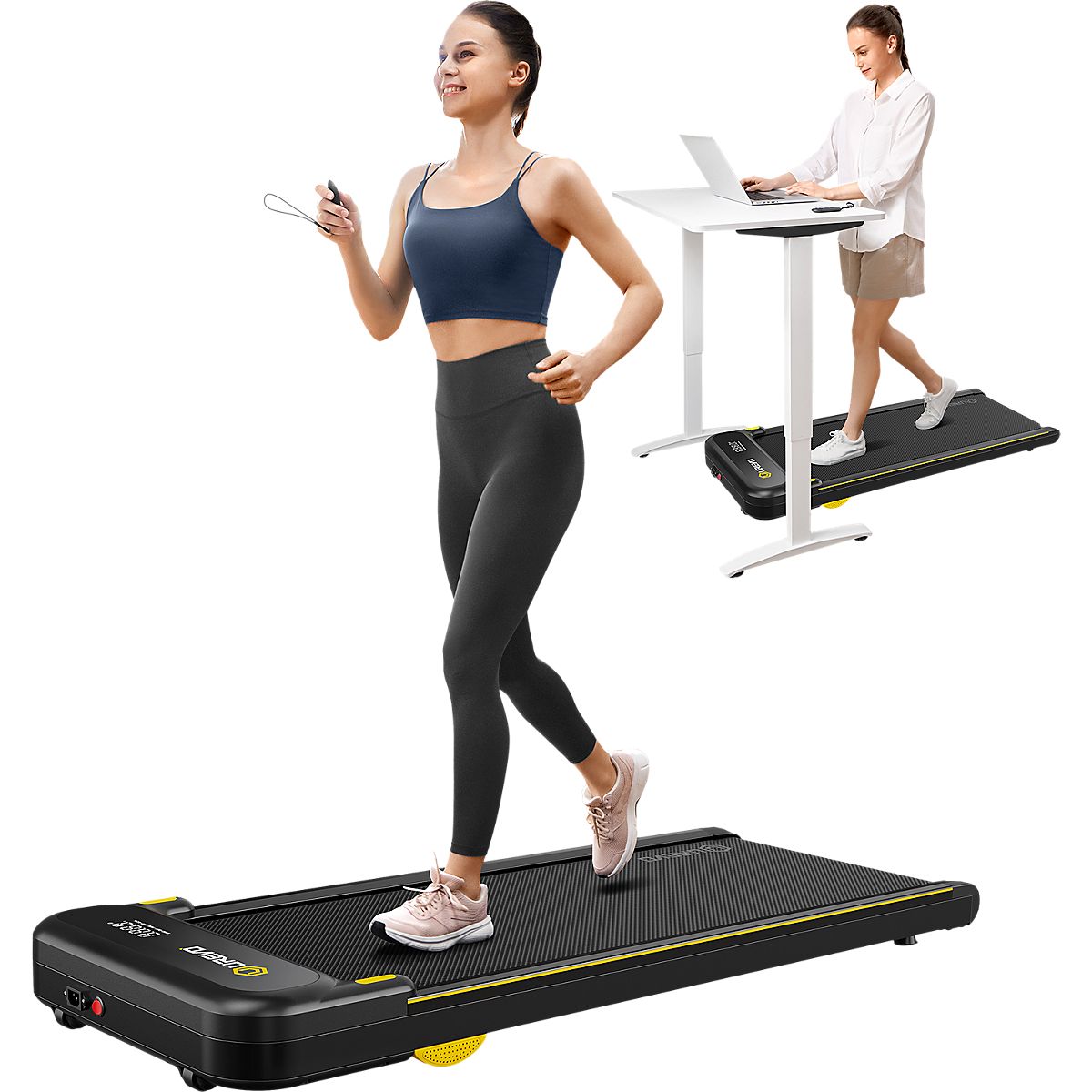 Urevo E4S Under Desk Smart Walking Pad Treadmill Working with Urevo App ...