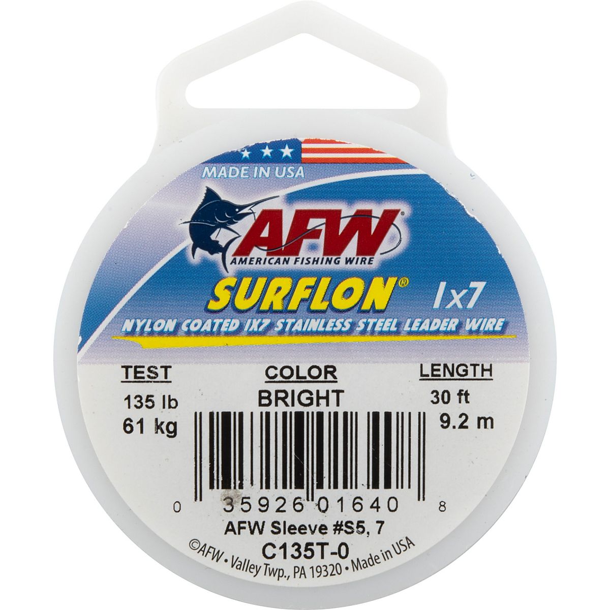American Fishing Wire Surflon Nylon Coated 1 x 7 Stainless Steel Leader ...
