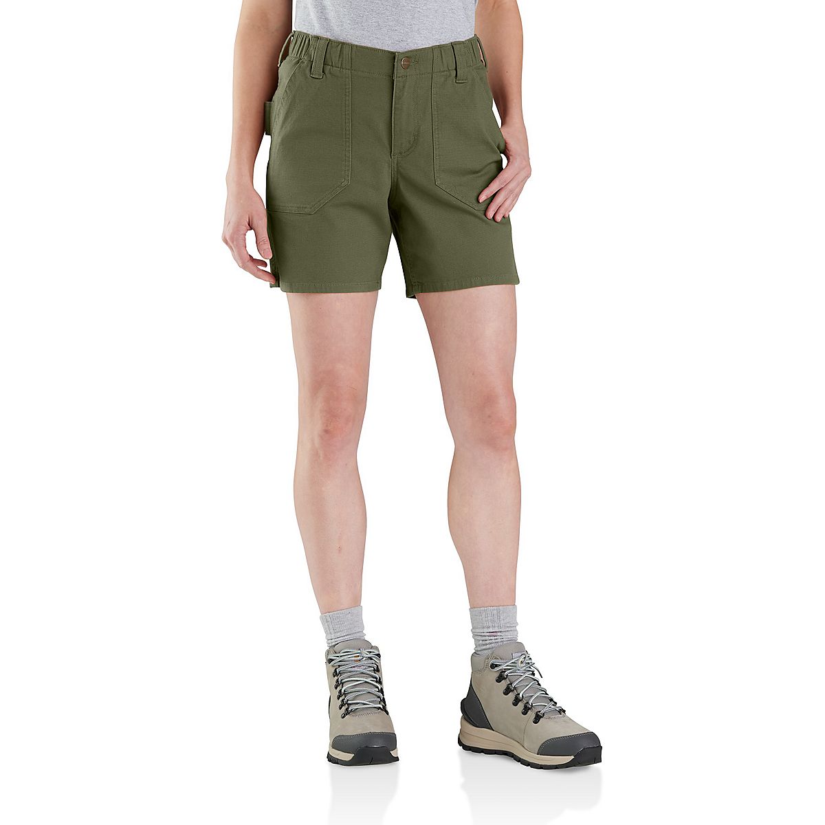 Carhartt Women's Rugged Flex Relaxed Fit Canvas Work Shorts 5 in | Academy