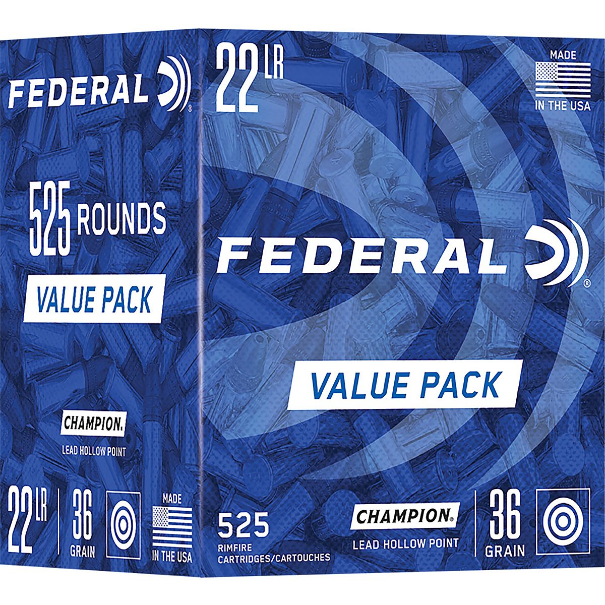 Federal Champion .22 LR 36-Grain Lead Hollow Point Ammunition - 525 ...