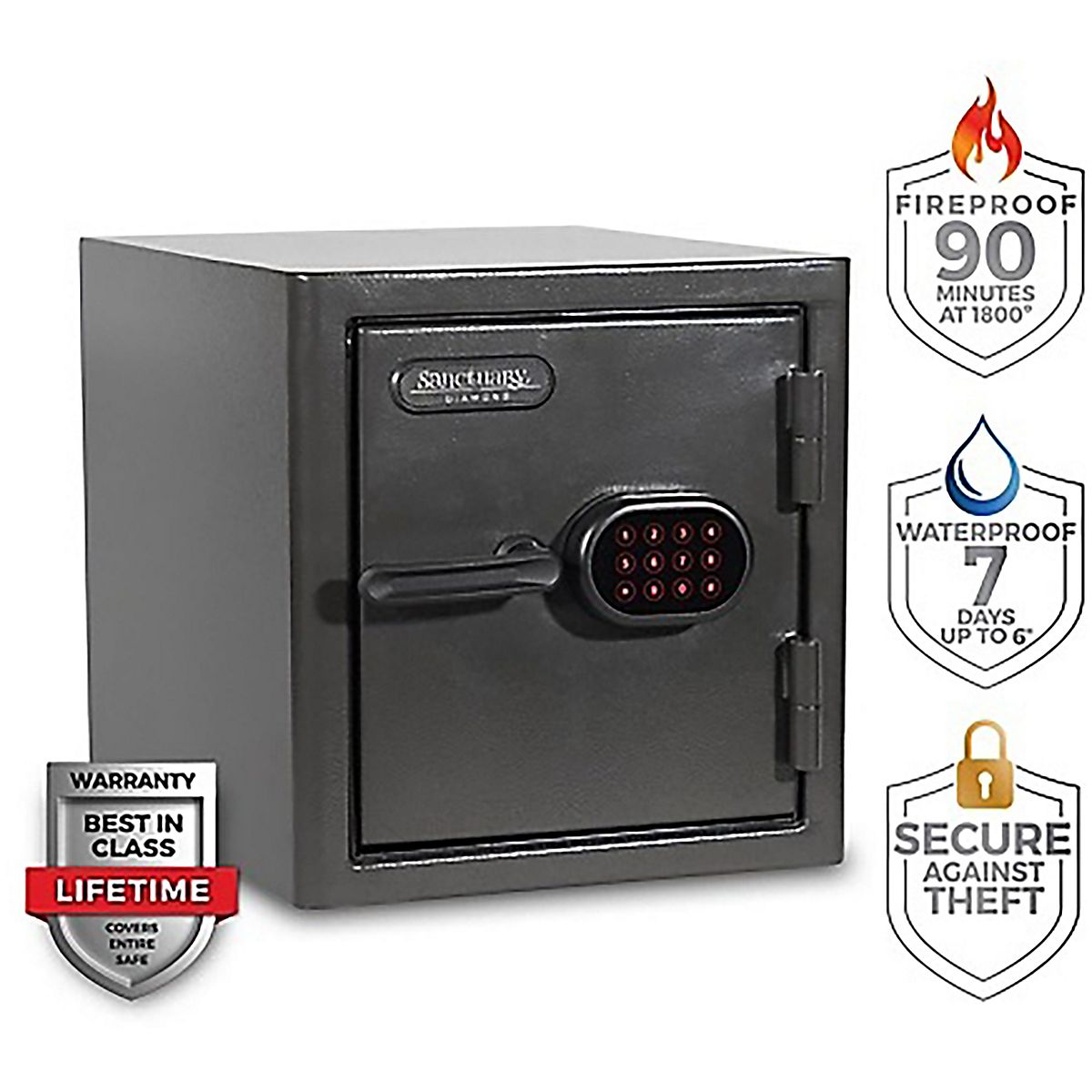 Sanctuary Diamond 3-Handgun Fireproof and Waterproof Safe with ...