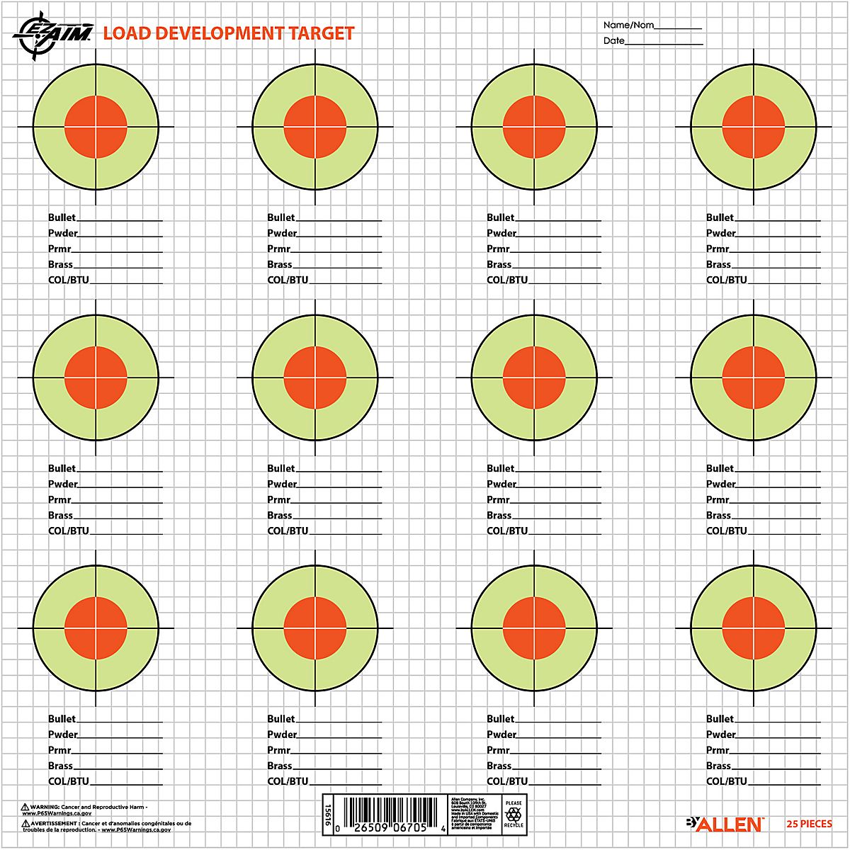 Allen Company EZ Load 13.5 in Square Load Development Paper Shooting ...