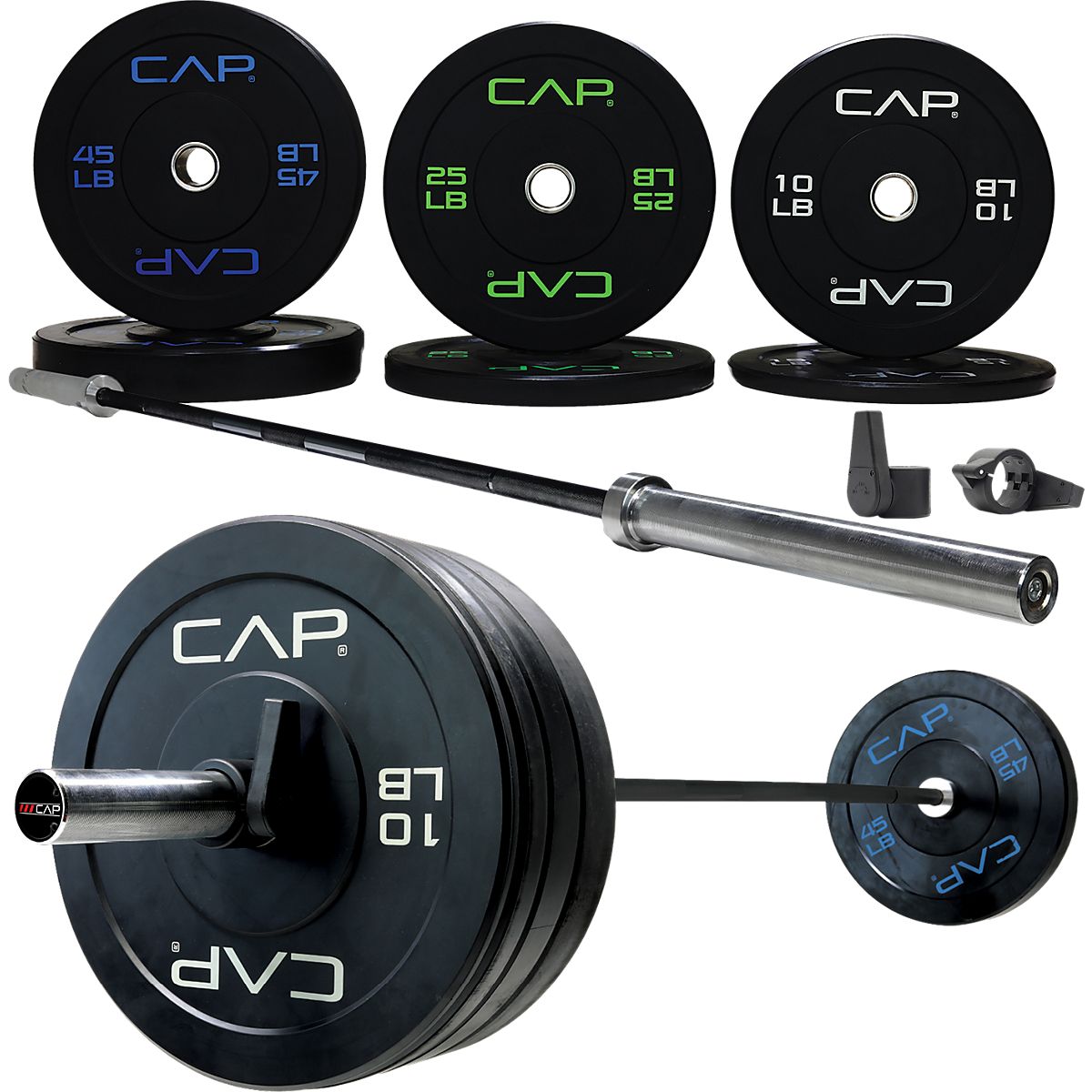 CAP Barbell Olympic Bumper Plate Weight Set | Academy