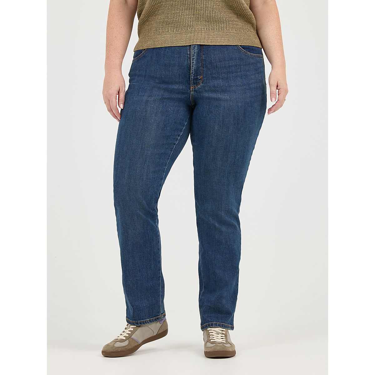 Lee Women's Instantly Slims Relaxed Fit Straight Leg Plus Size Jeans ...