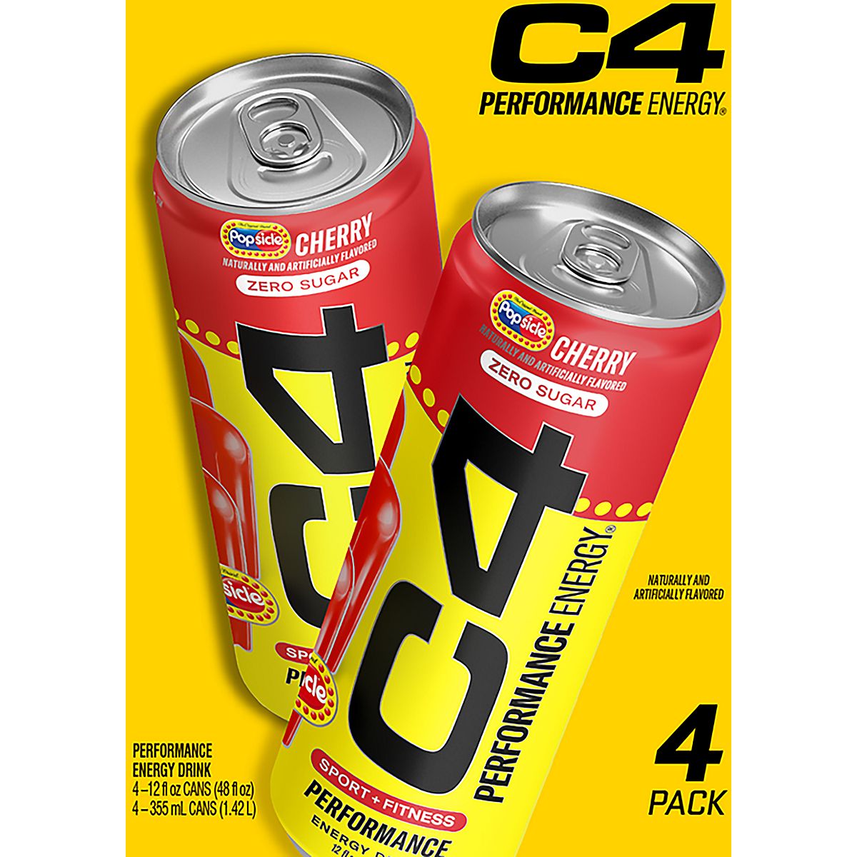 C4 Performance Energy Carbonated 12 oz Cherry Popsicle Energy Drinks 4 ...
