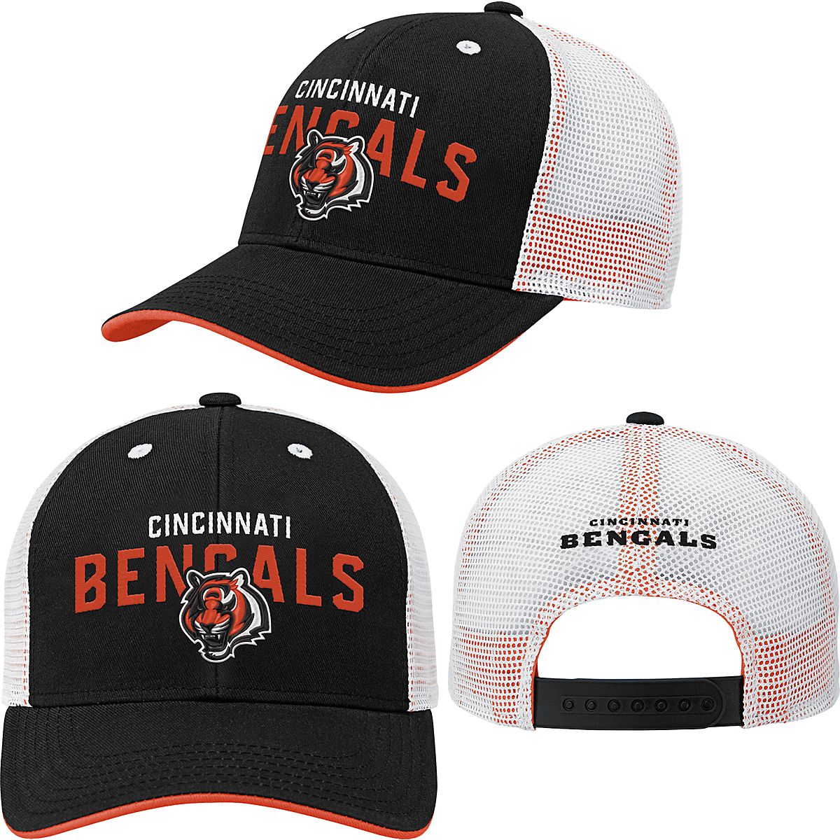 Outerstuff Boys' Cincinnati Bengals Core Lockup Mesh Back Adjustable Cap | Academy