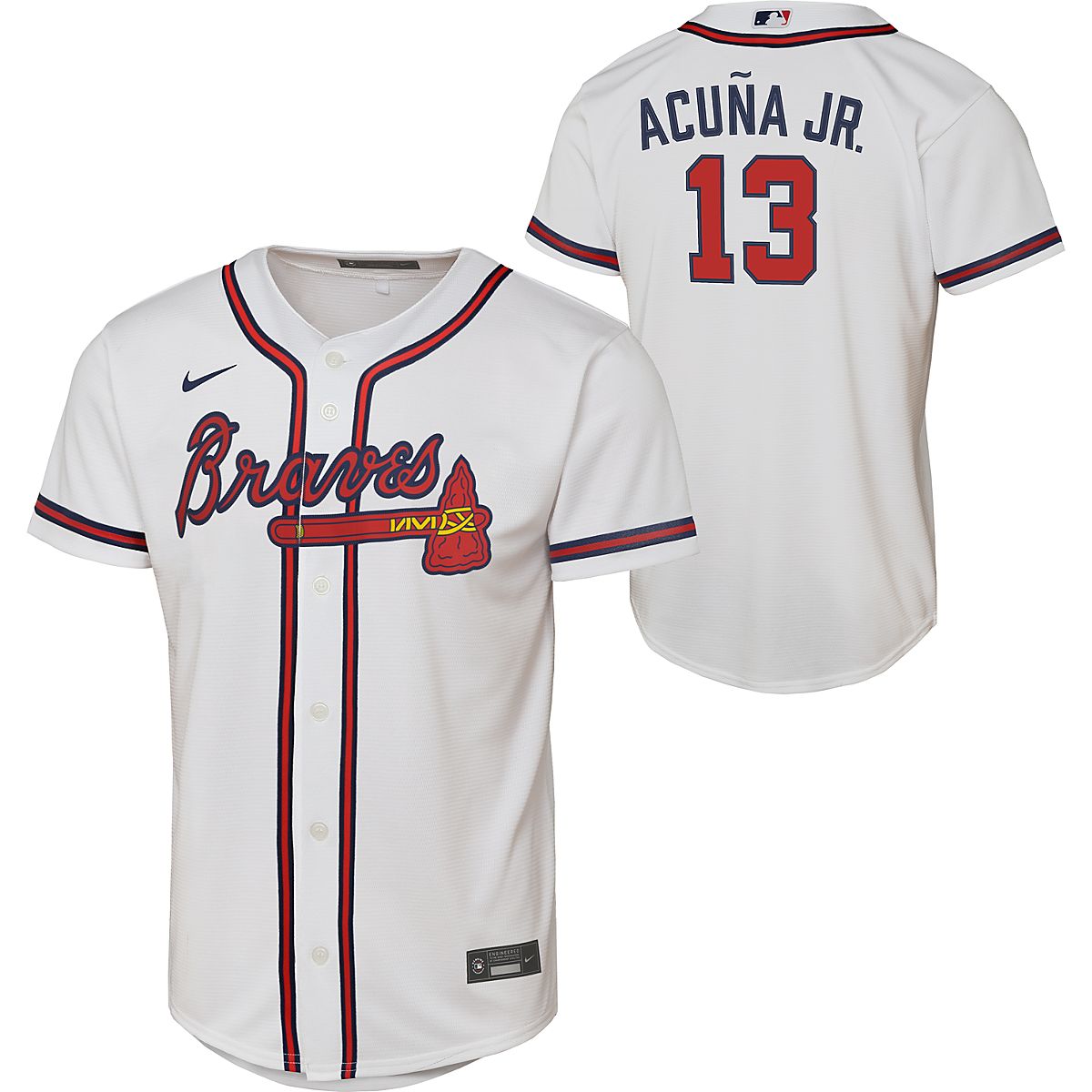 Nike Kids' Atlanta Braves Ronald Acuna Jr. Home Replica 2.0 Jersey ...