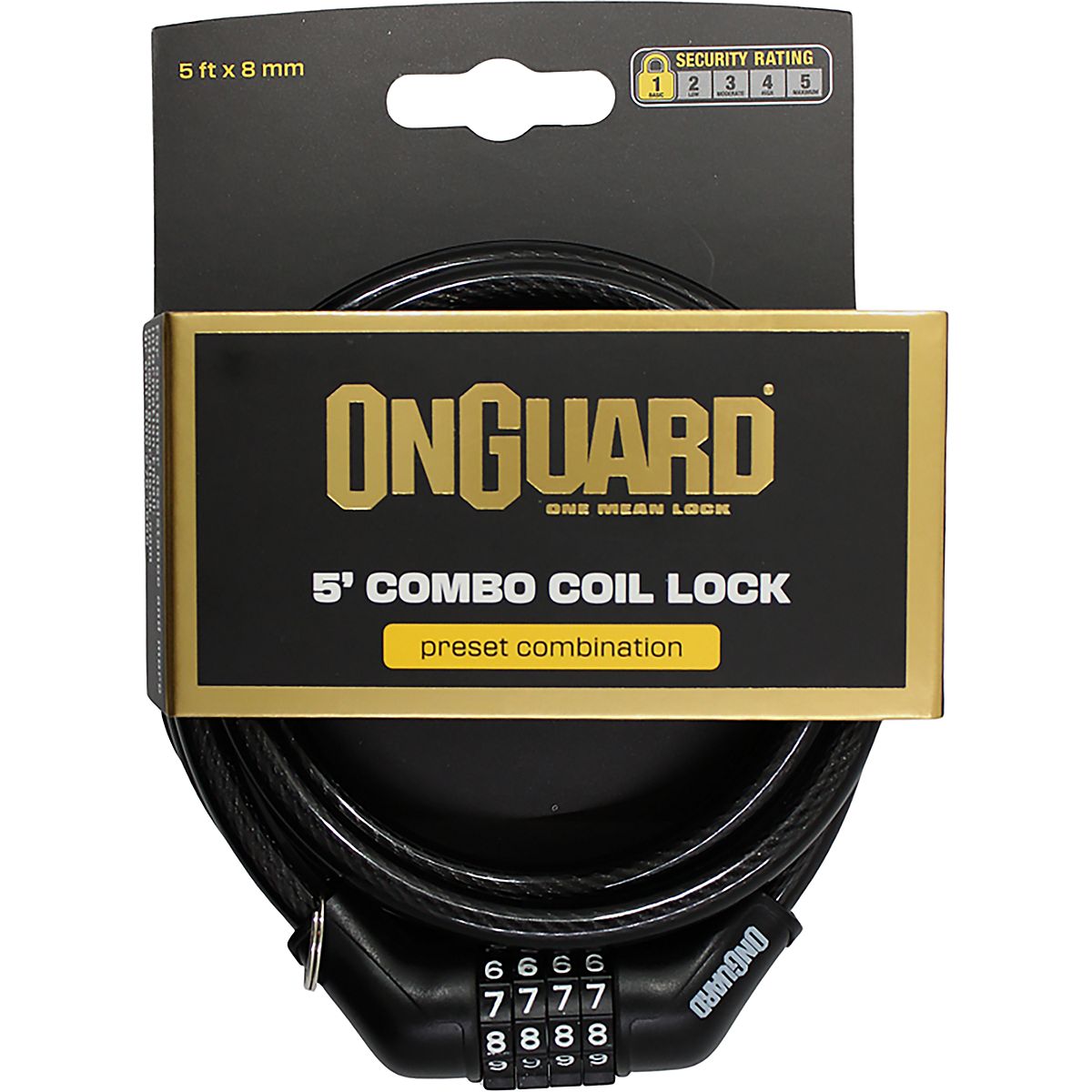 OnGuard Adults' 5 ft x 8 mm Combo Cable Lock | Academy