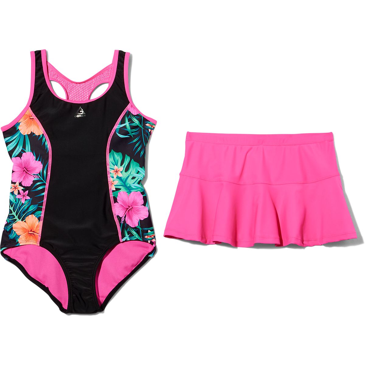 Gerry Girls' Botany Print Side 1-Piece with Swim Skirt | Academy