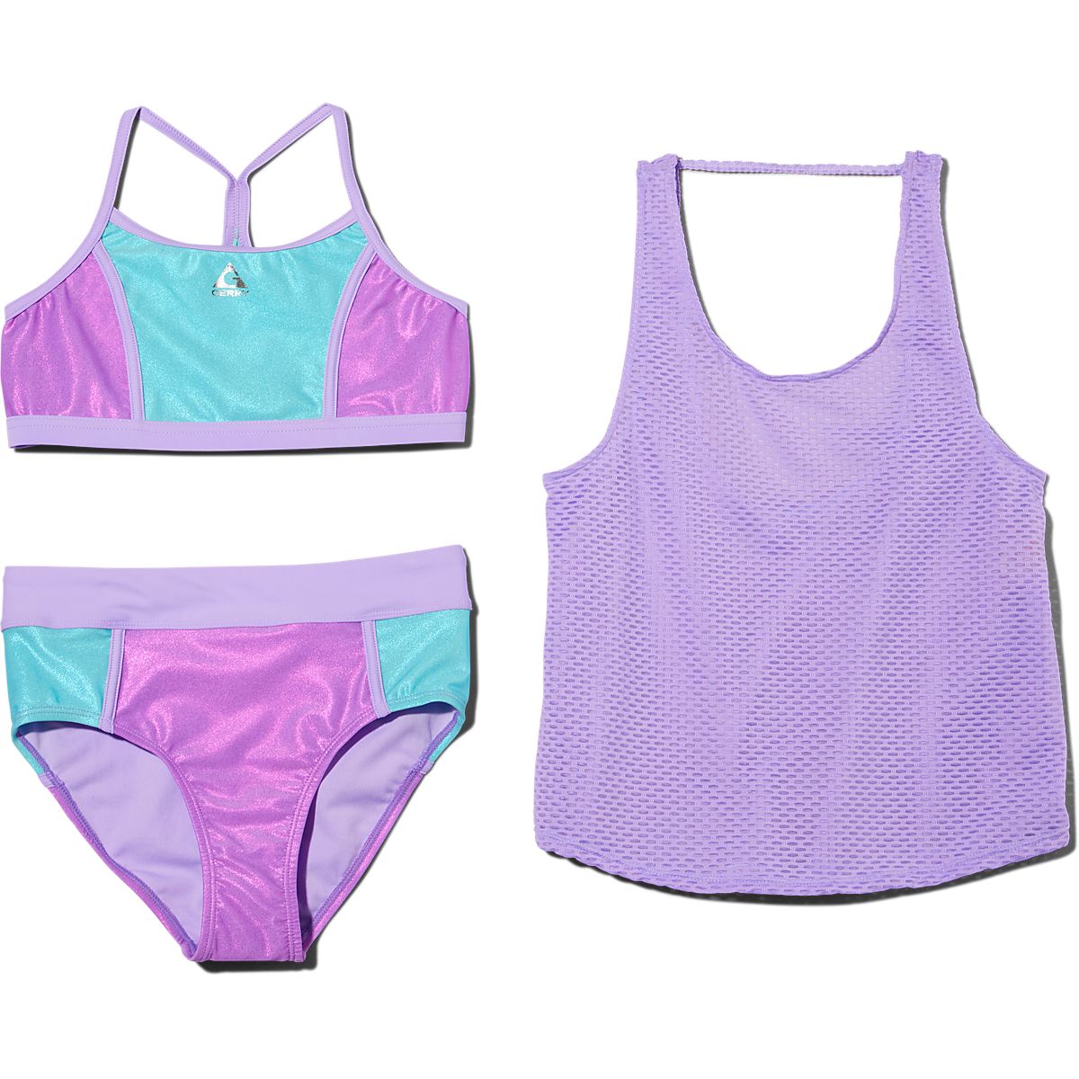 Gerry Girls' Metallic Color Block 3-Piece Bikini Swim Set | Academy