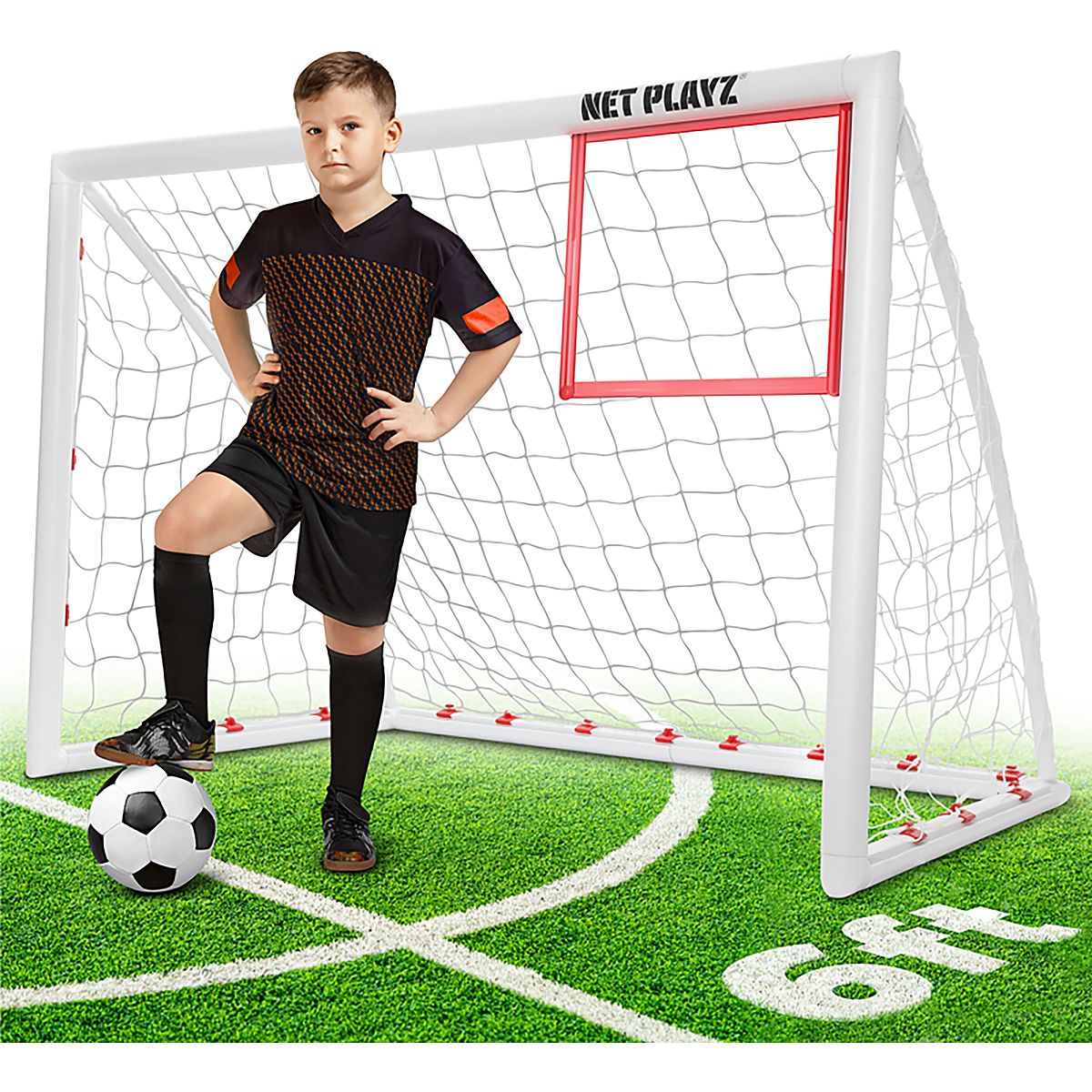 Net Playz 6 ft x 4 ft PVC Soccer Goal with Corner Target | Academy
