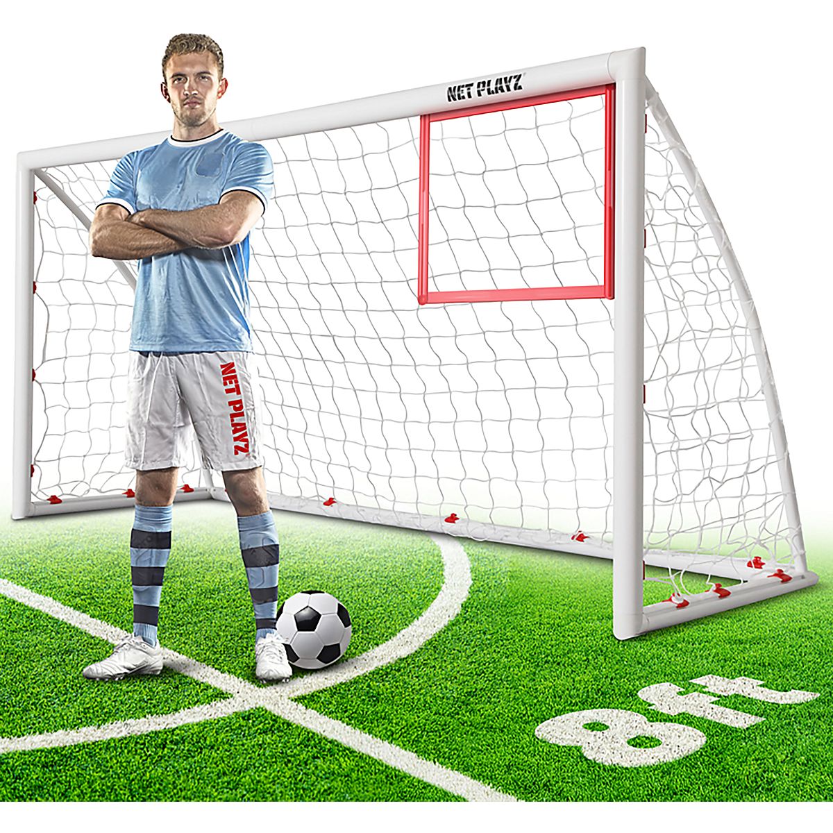 Net Playz 8 ft x 4 ft PVC Soccer Goal with Corner Target | Academy