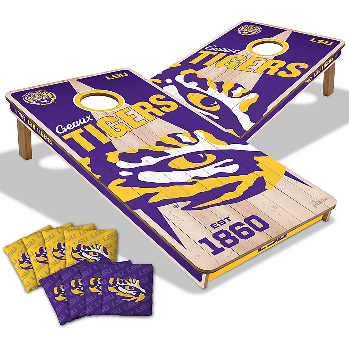YouTheFan LSU Tigers 2 ft x 4 ft Solid Wood Cornhole Set | Academy