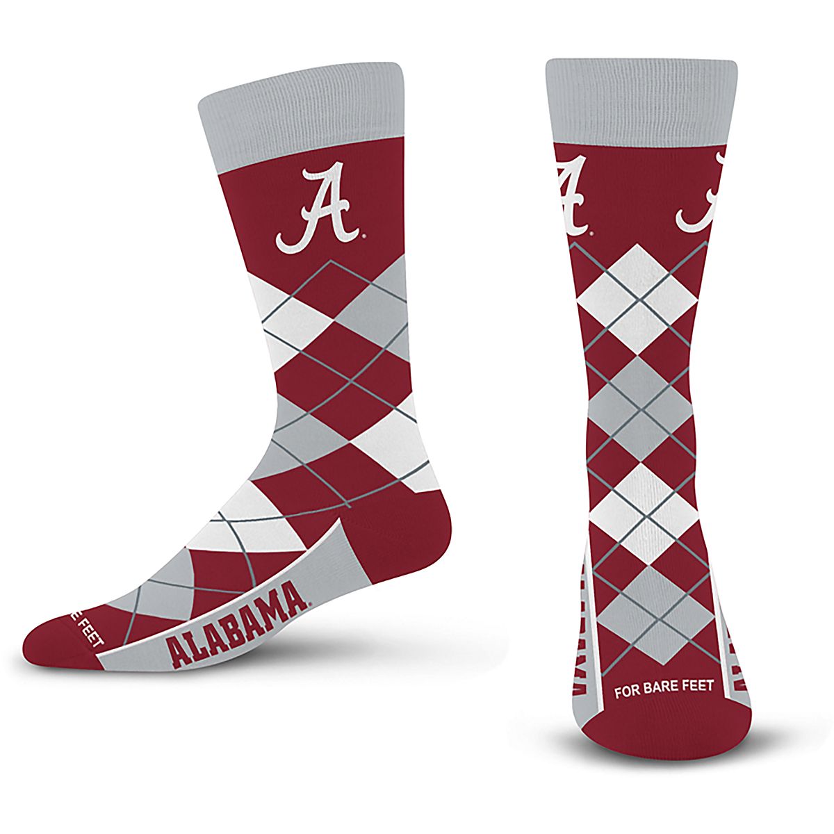 For Bare Feet Adults' Alabama Crimson Tide Argyle Remix Trouser Socks | Academy
