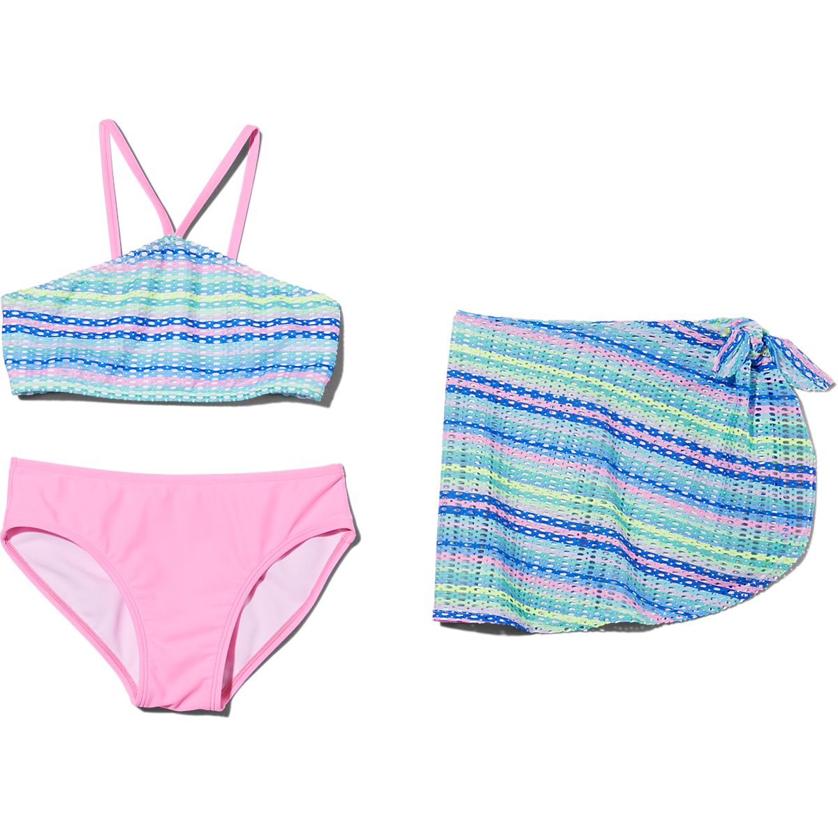 O'Rageous Girls' Clean Stripe 3-Piece Swimsuit Skirt Set | Academy