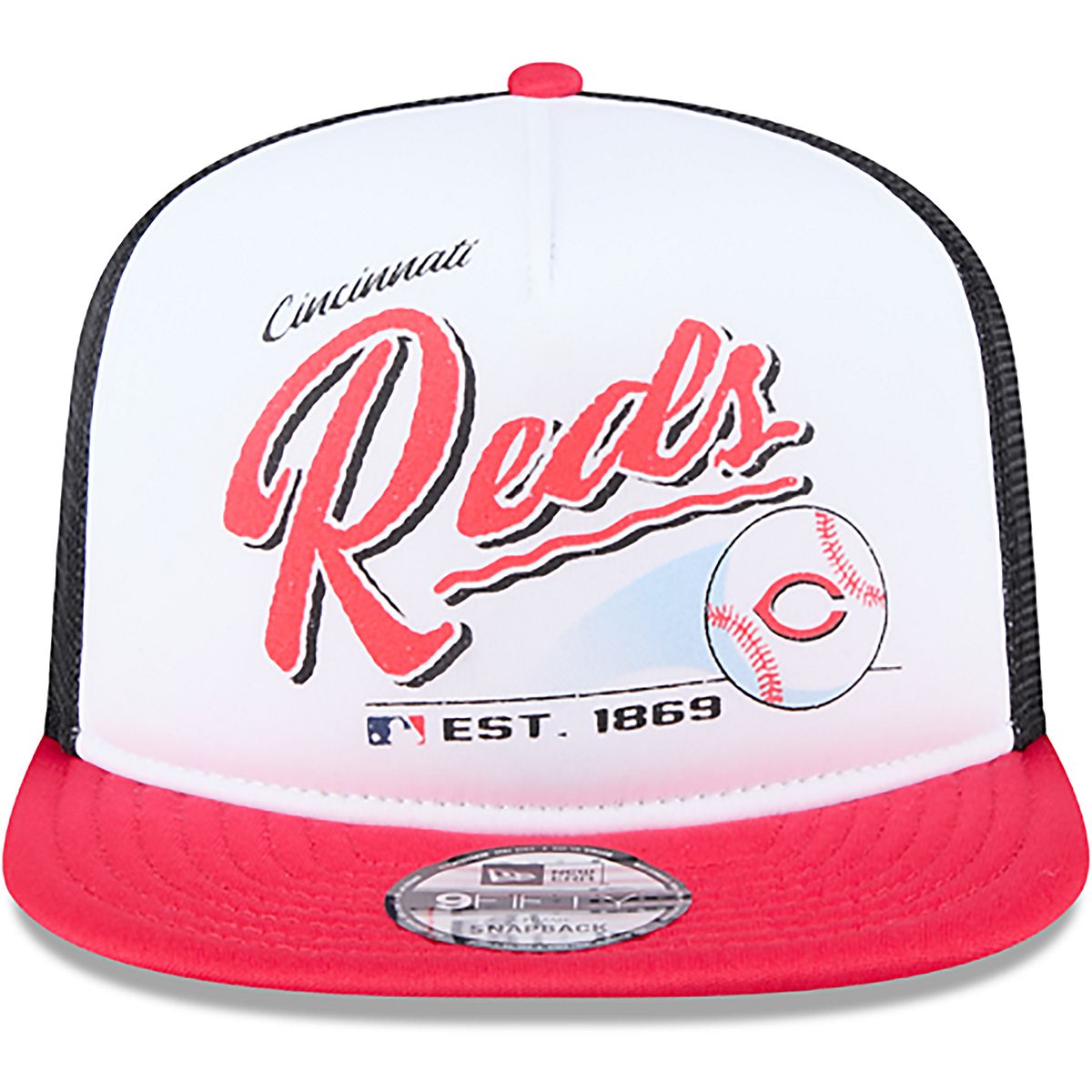 New Era Adults' Cincinnati Reds Retro Script 9FIFTY A-Frame Trucker Cap ...