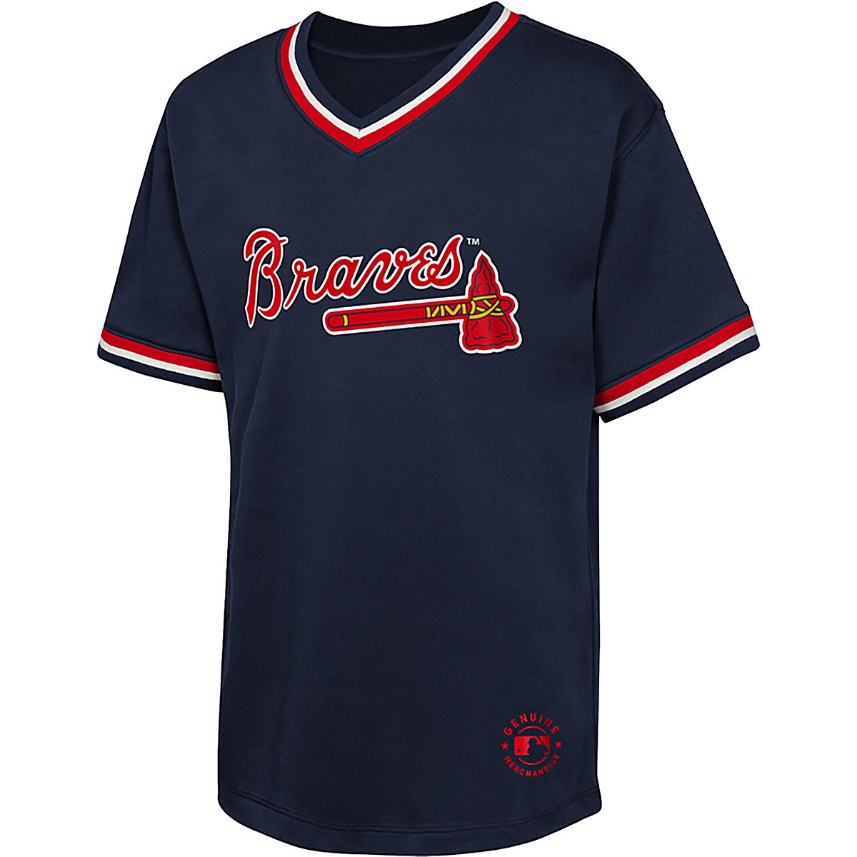 Outerstuff Boys' 4-7 Braves Relief Pitcher Colorblock V-neck T-shirt ...