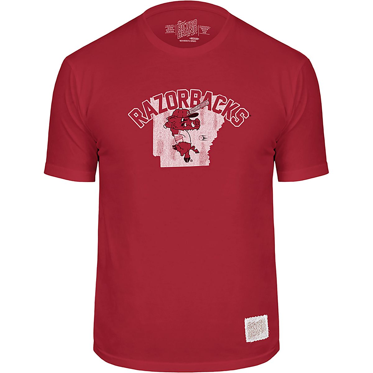 Retro Brand Men's Arkansas Razorbacks Batting Ribby Short Sleeve T ...