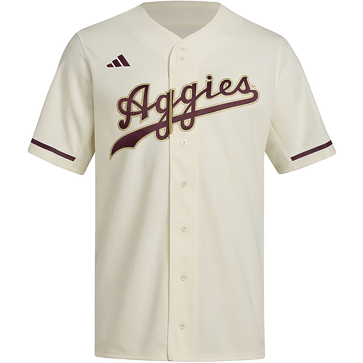 adidas Men's Texas A&M Aggies Gold Standard Full Button Baseball Jersey ...