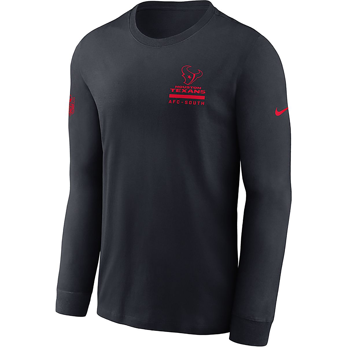 Nike Men's Houston Texans Dri-FIT TM Issue Crew Long Sleeve T-shirt ...