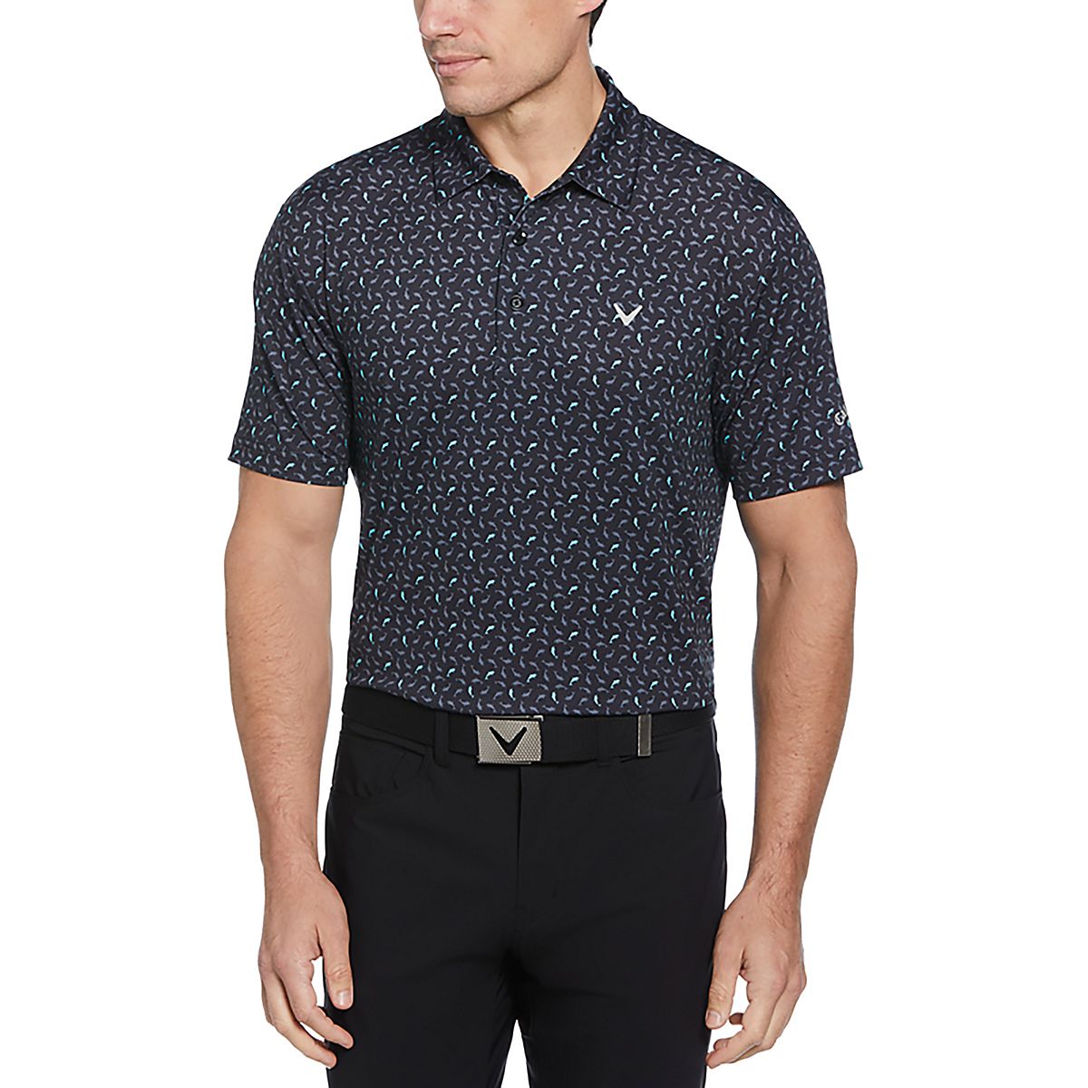 Callaway Men's Dolphin Texture Print Short Sleeve Polo Shirt | Academy
