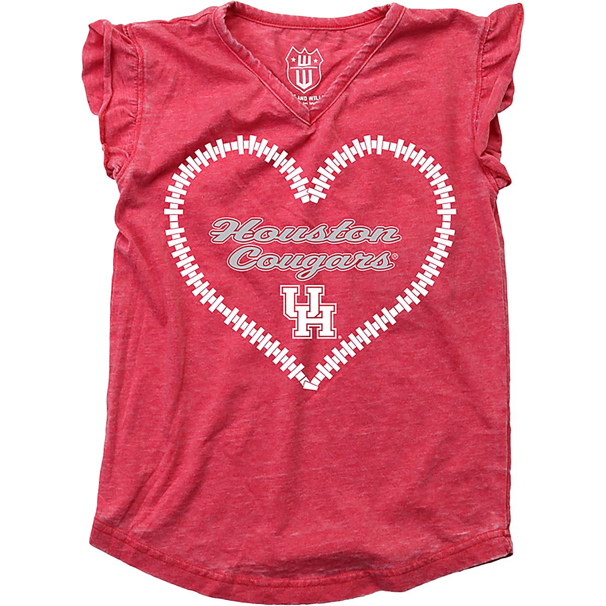 Wes & Willy Girls' University of Houston Heart Burnout Ruffle Graphic T ...