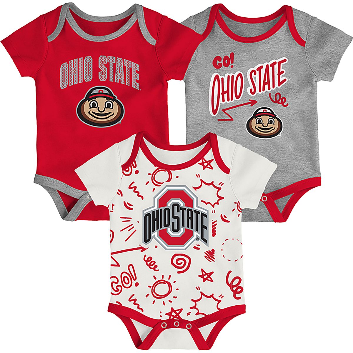 Outerstuff Infants' Ohio State All Day Play 3-Piece Creeper Set | Academy