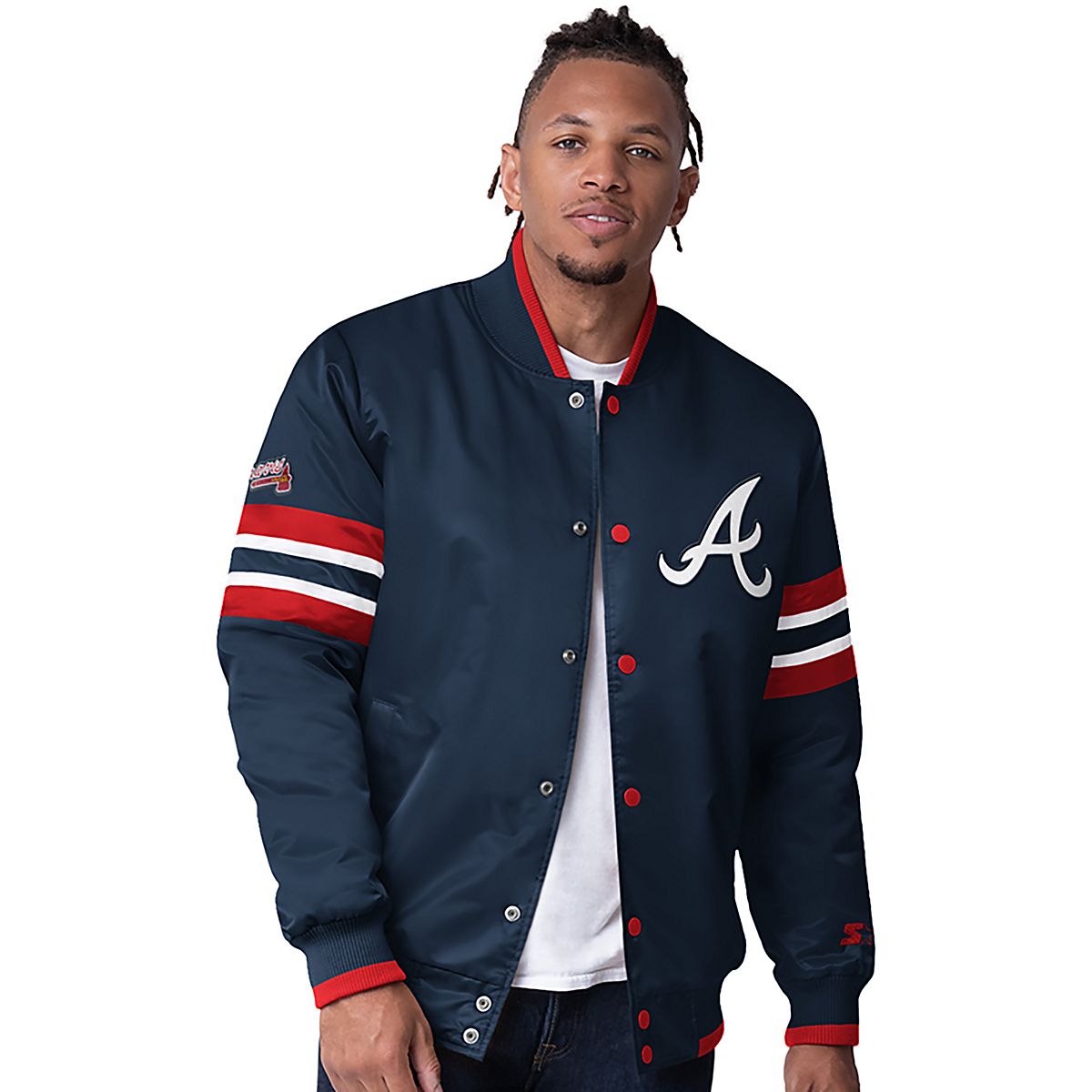 Starter Men's Atlanta Braves Scout I Varsity Long Sleeve Jacket | Academy