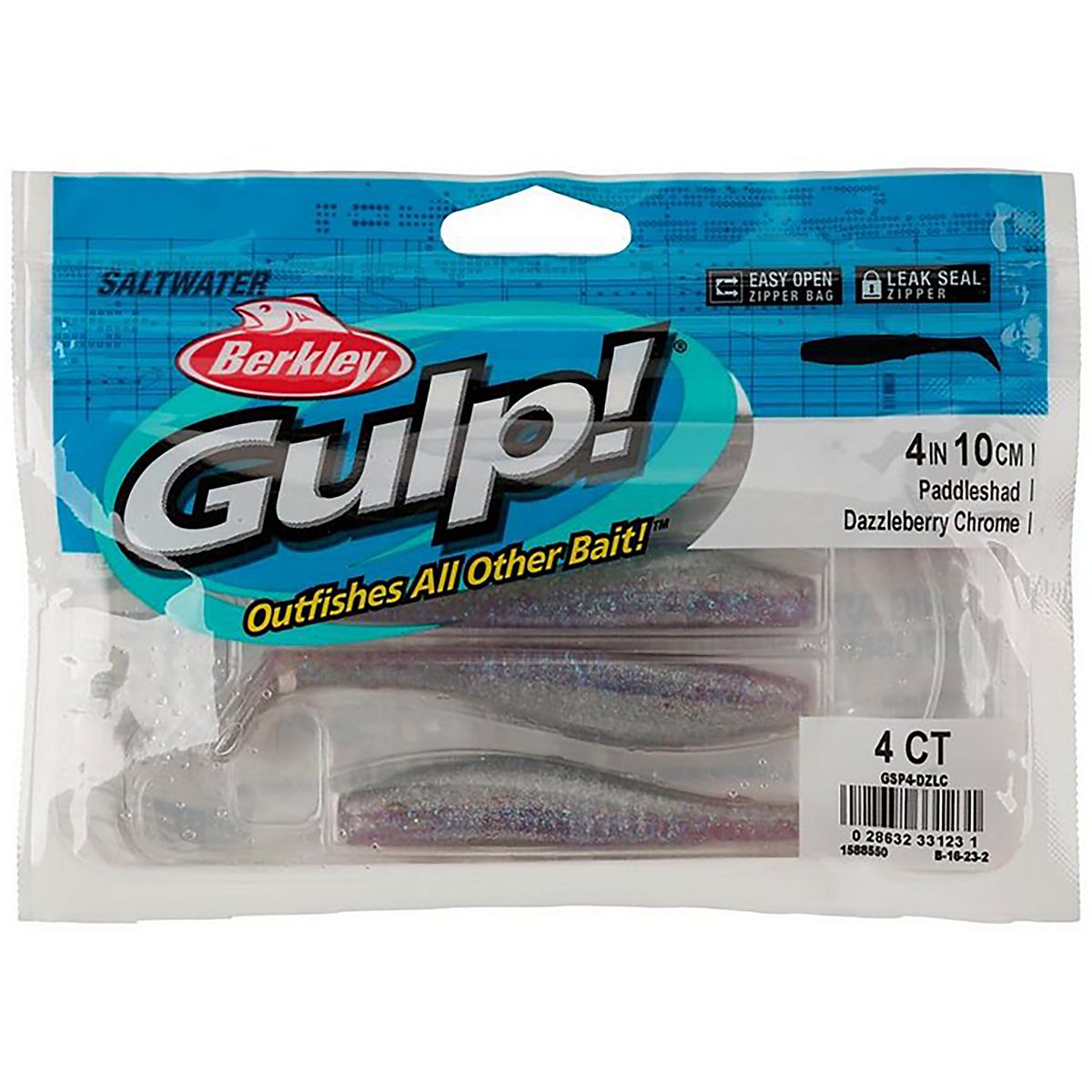 Berkley Gulp! 3 in Saltwater Paddleshad Soft Baits 4-Pack | Academy