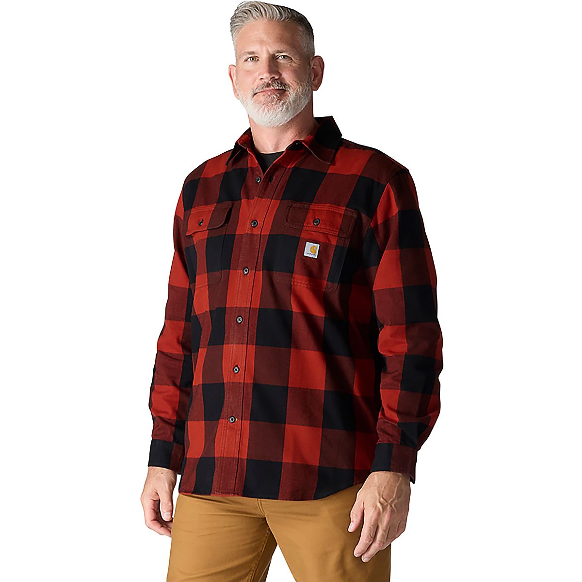 Carhartt Men's Loose Fit Heavyweight Flannel Long-Sleeve Plaid Shirt ...