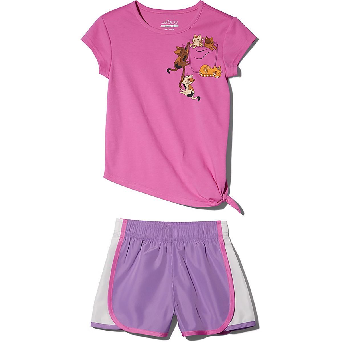 BCG Girls' 4-6X Pocket Cat Short Sleeve 2-Piece Set | Academy