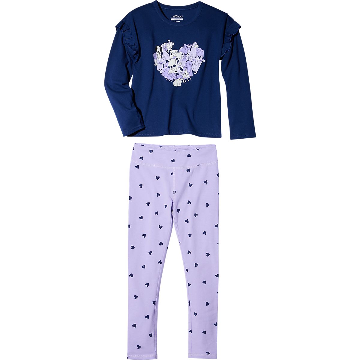 BCG Girls' 4-6X Dog Heart Ruffle Fleece Crew 2-Piece Set | Academy