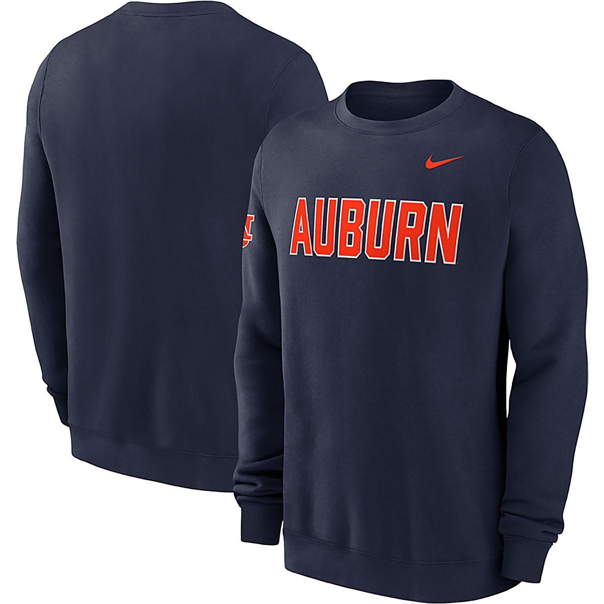 Nike Men's Auburn Block Team Fleece Club Crew Sweatshirt | Academy