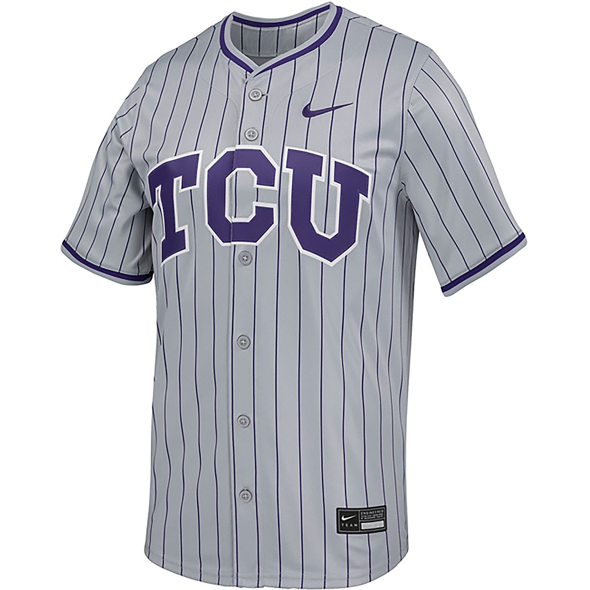 Nike Men's TCU Limited Full Button Pinstripe Baseball Jersey | Academy