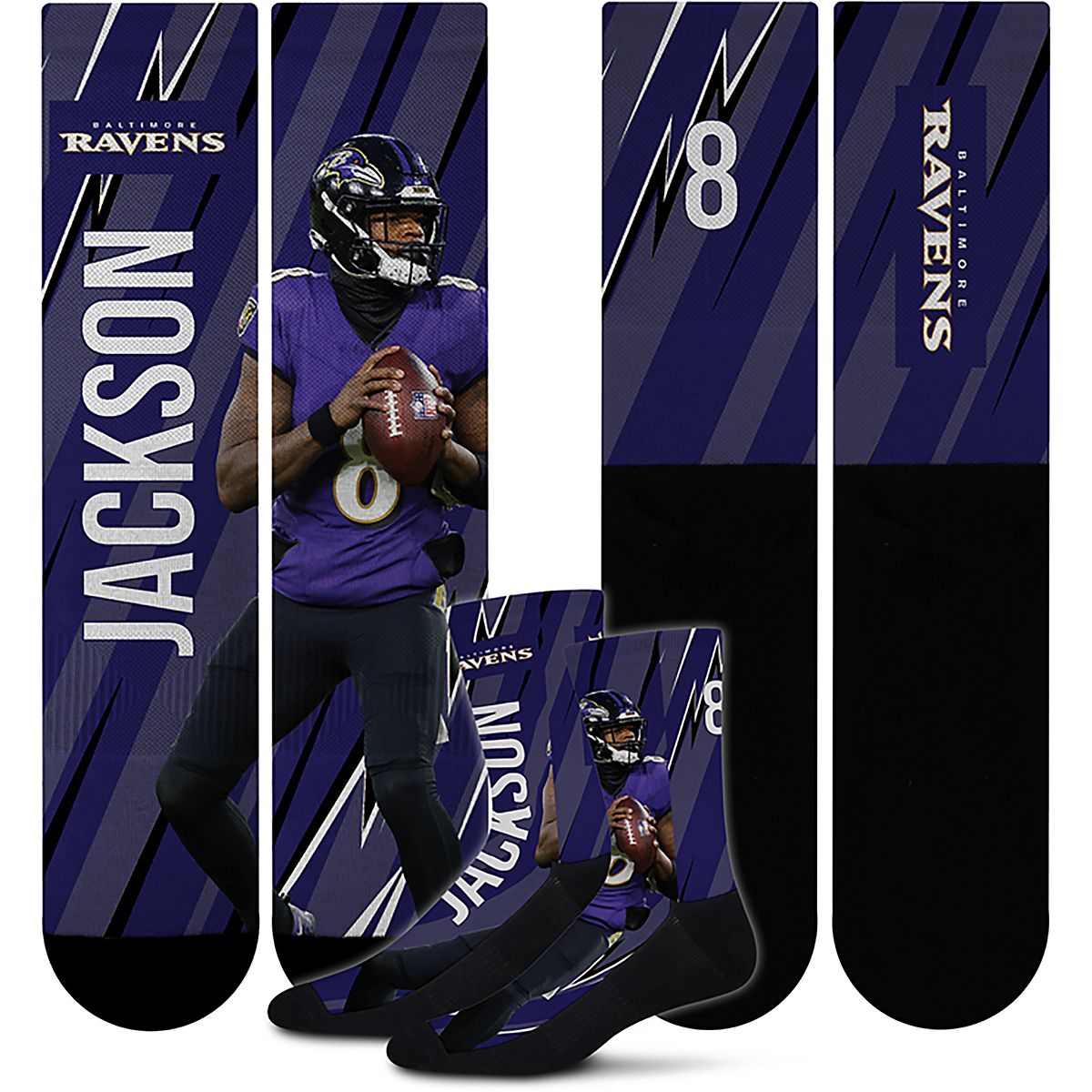 For Bare Feet Youth Baltimore Ravens Lamar Jackson Big Energy Socks ...