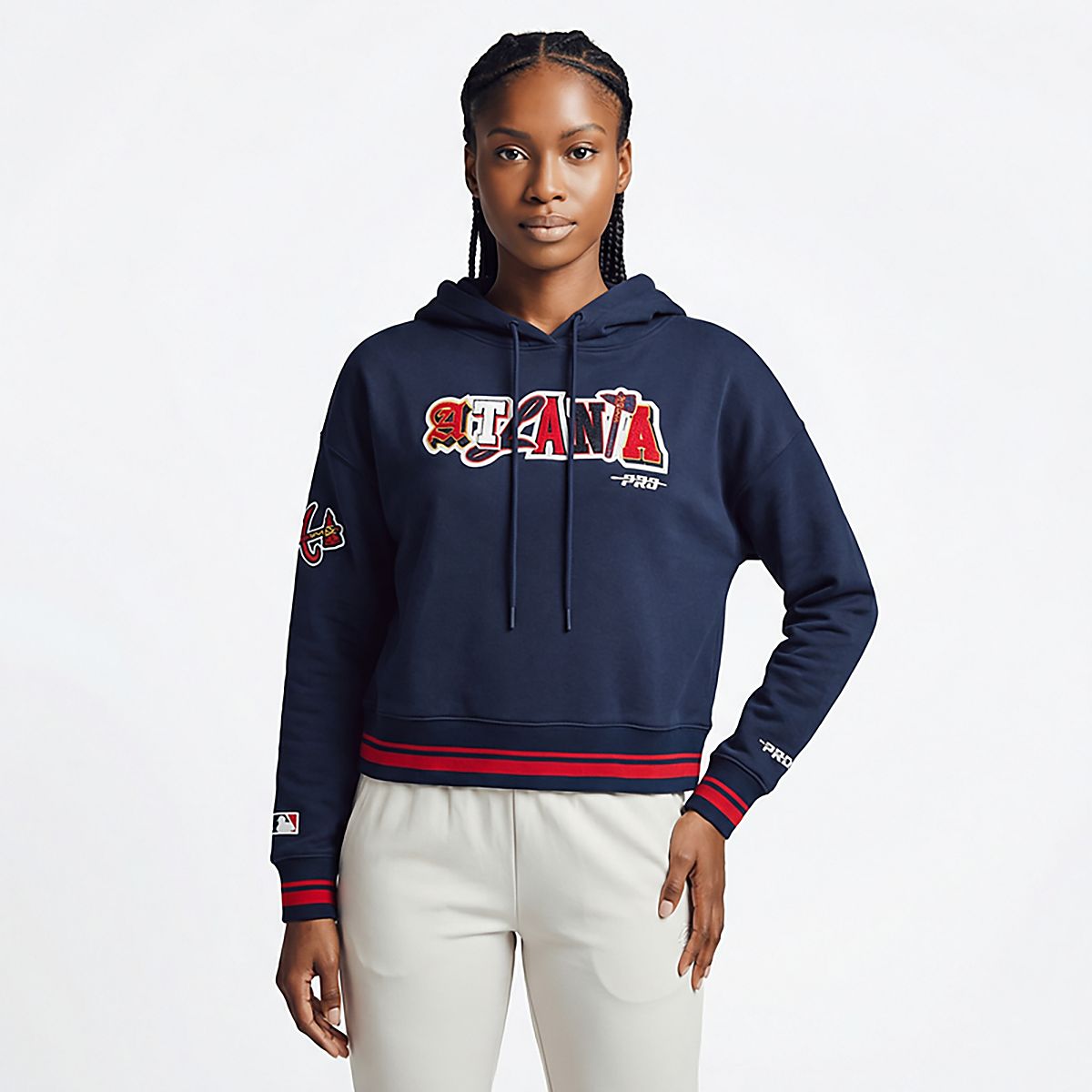 Pro Standard Women's Atlanta Braves City Ransom Rib Fleece Cropped Long ...