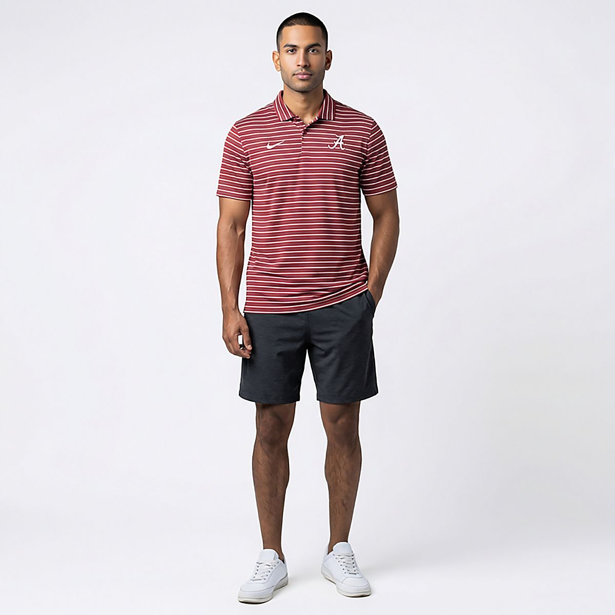 Nike Men's University of Alabama Dri-FIT Stripe Tour Polo Shirt | Academy