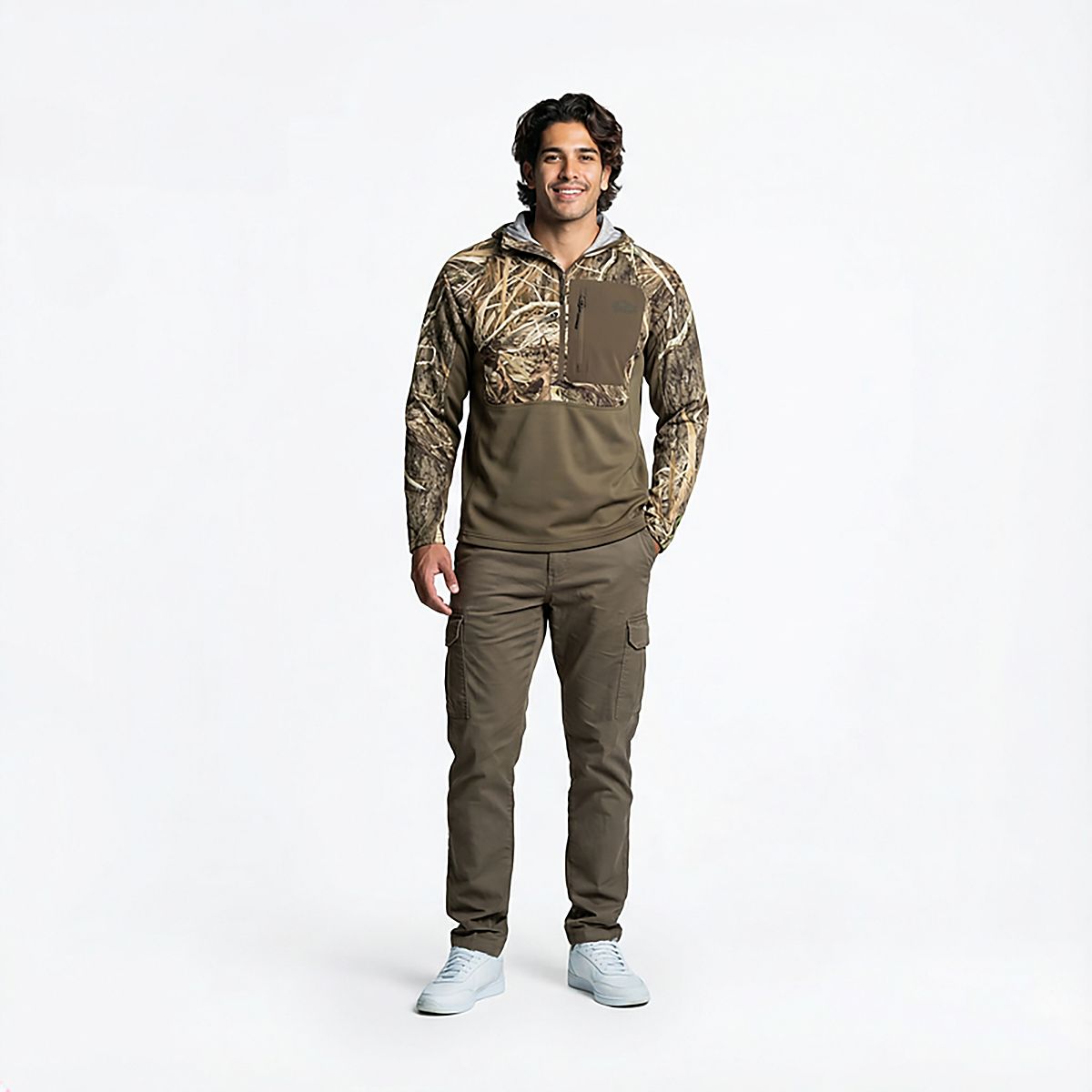 Drake Men's EST Performance 1/2 Zip Camo Hoodie | Academy
