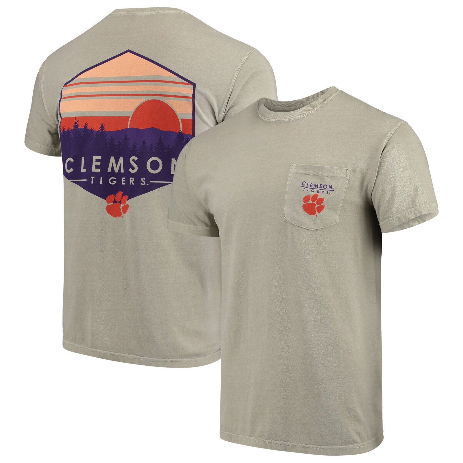 Clemson Tigers Landscape Shield Comfort Colors Pocket T-Shirt | Academy