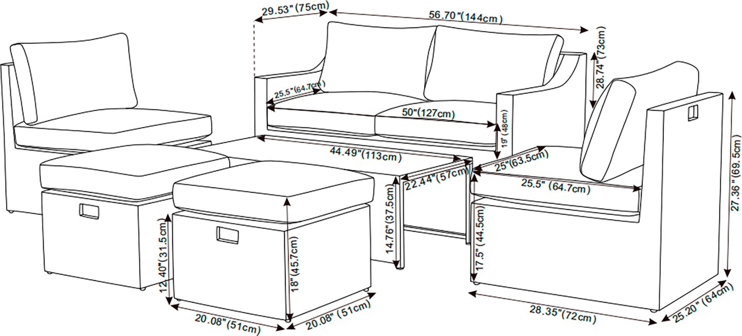 Mosaic Vanderwood 6-Piece Nesting Conversation Set | Academy