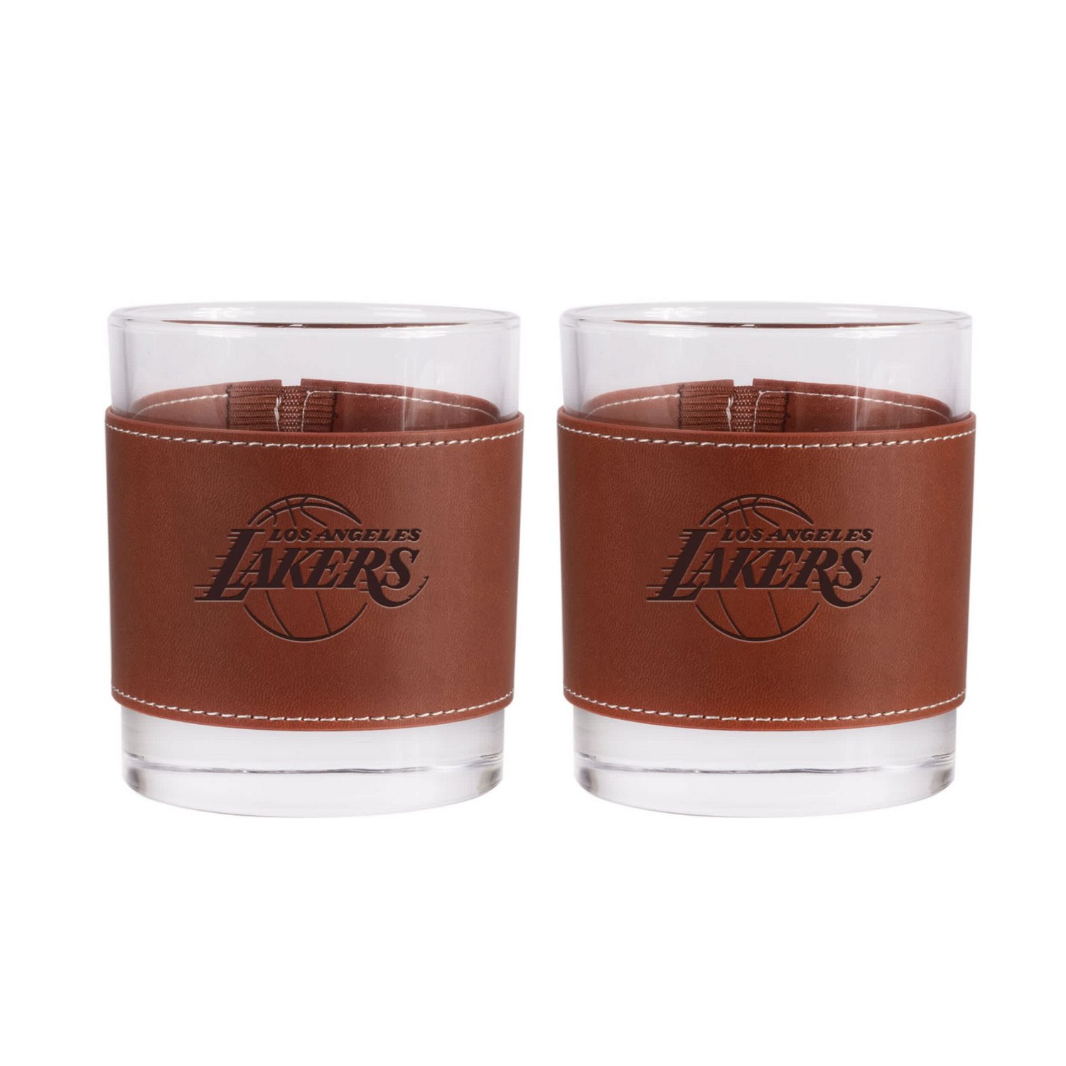 Los Angeles Lakers 2-Pack 12oz Rocks Glass with Leather Wrap | Academy